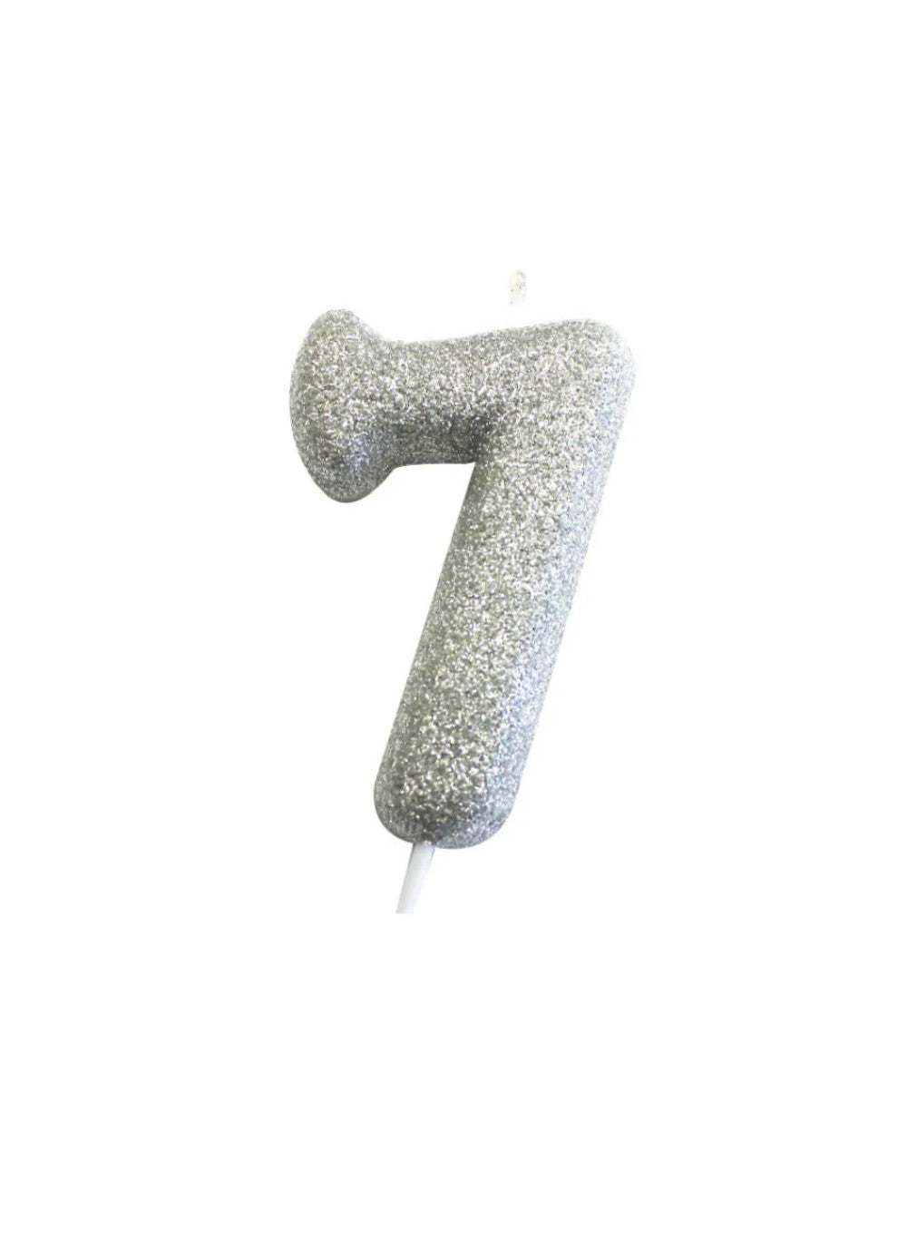 Silver Glitter Number 7 Candle — Party Britain