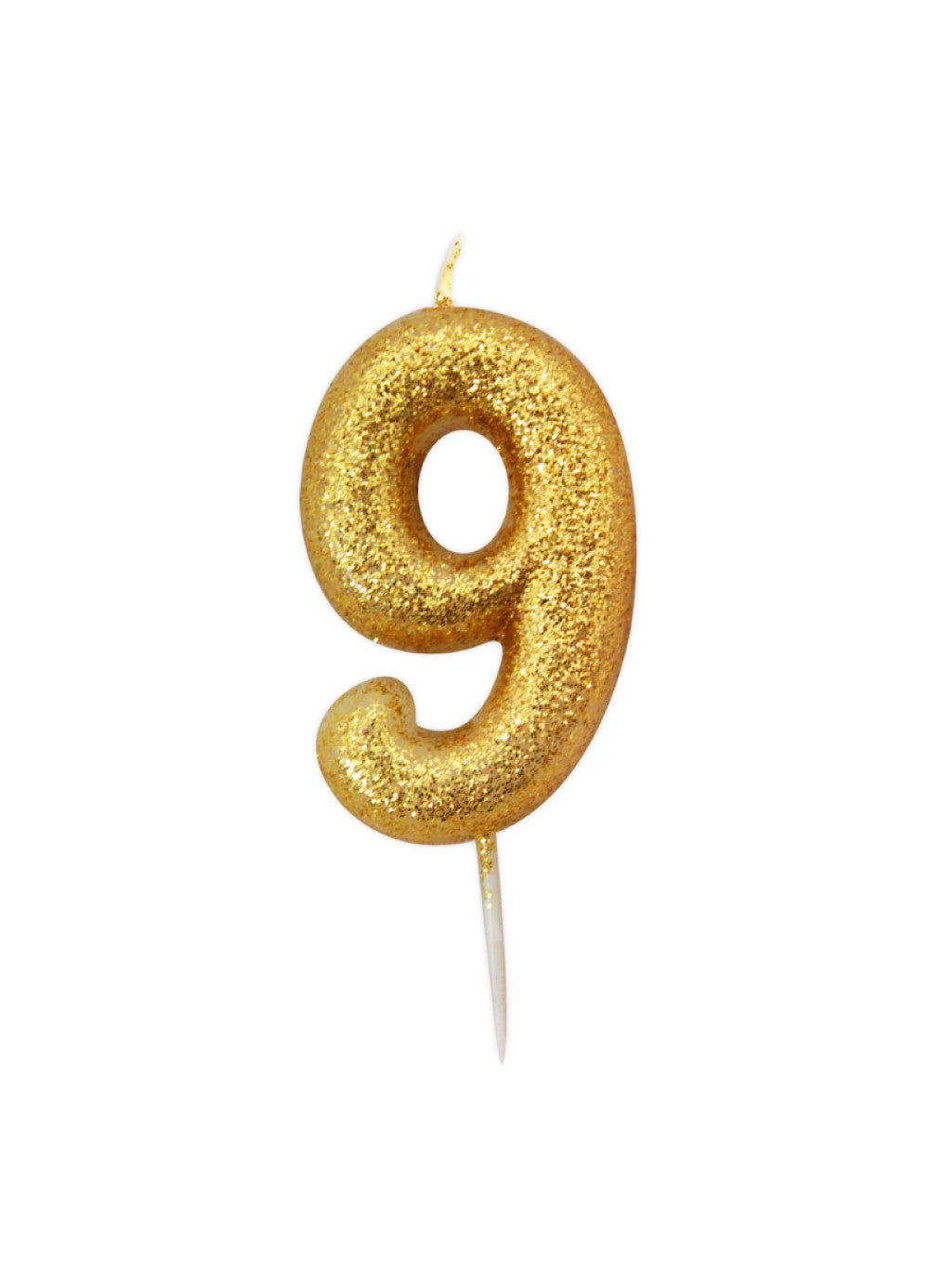 Gold Glitter Number 9 Candle — Party Britain