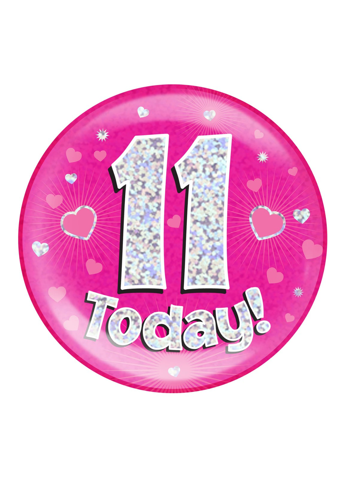 Pink 11th Birthday Jumbo Badge — Party Britain