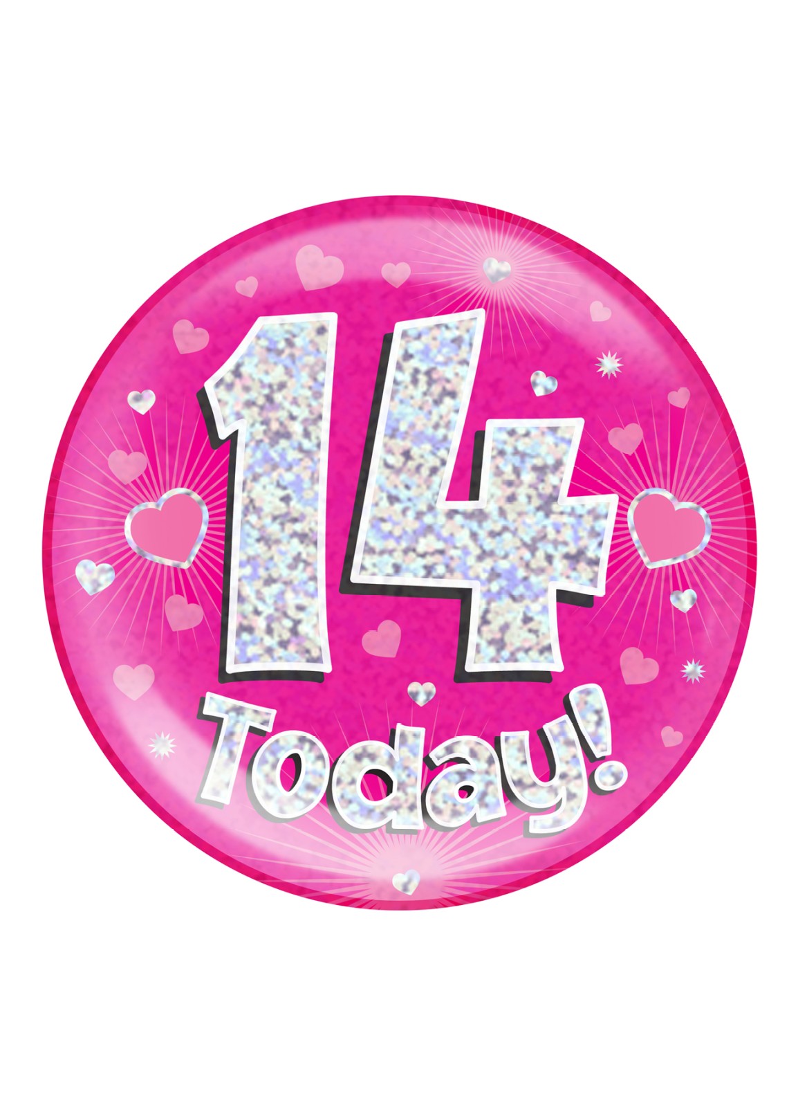 Pink 14th Birthday Jumbo Badge — Party Britain