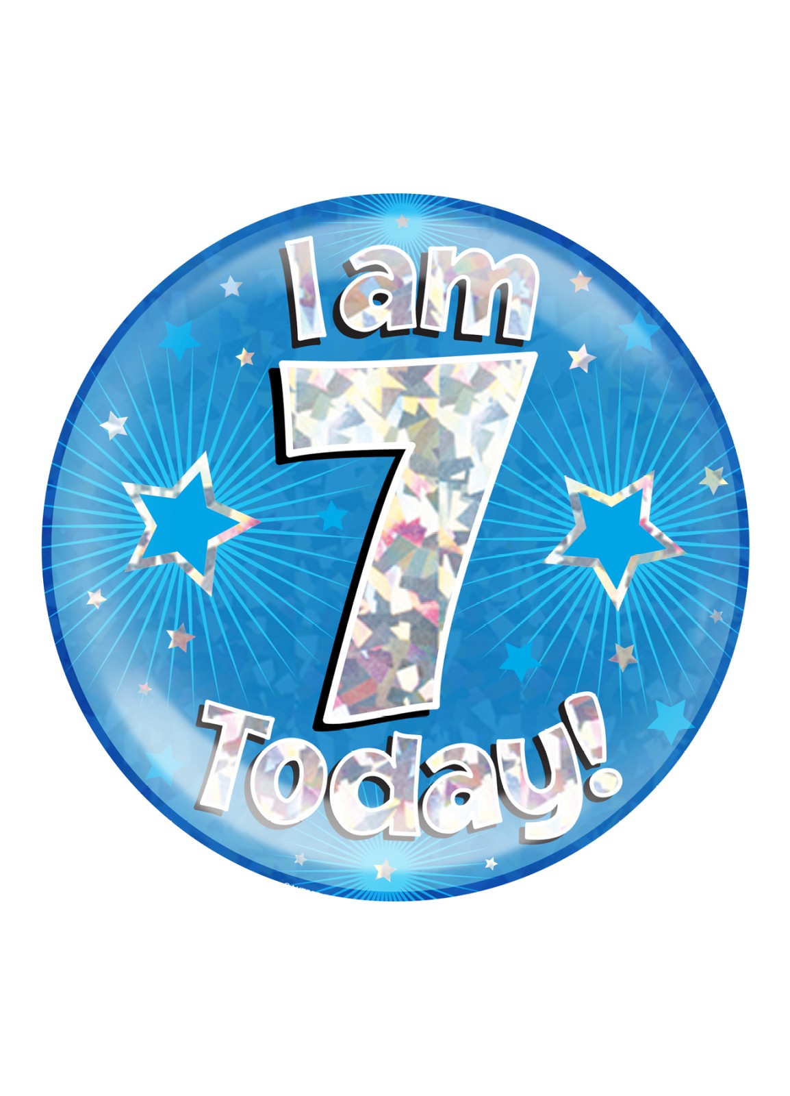 Blue 7th Birthday Jumbo Badge — Party Britain