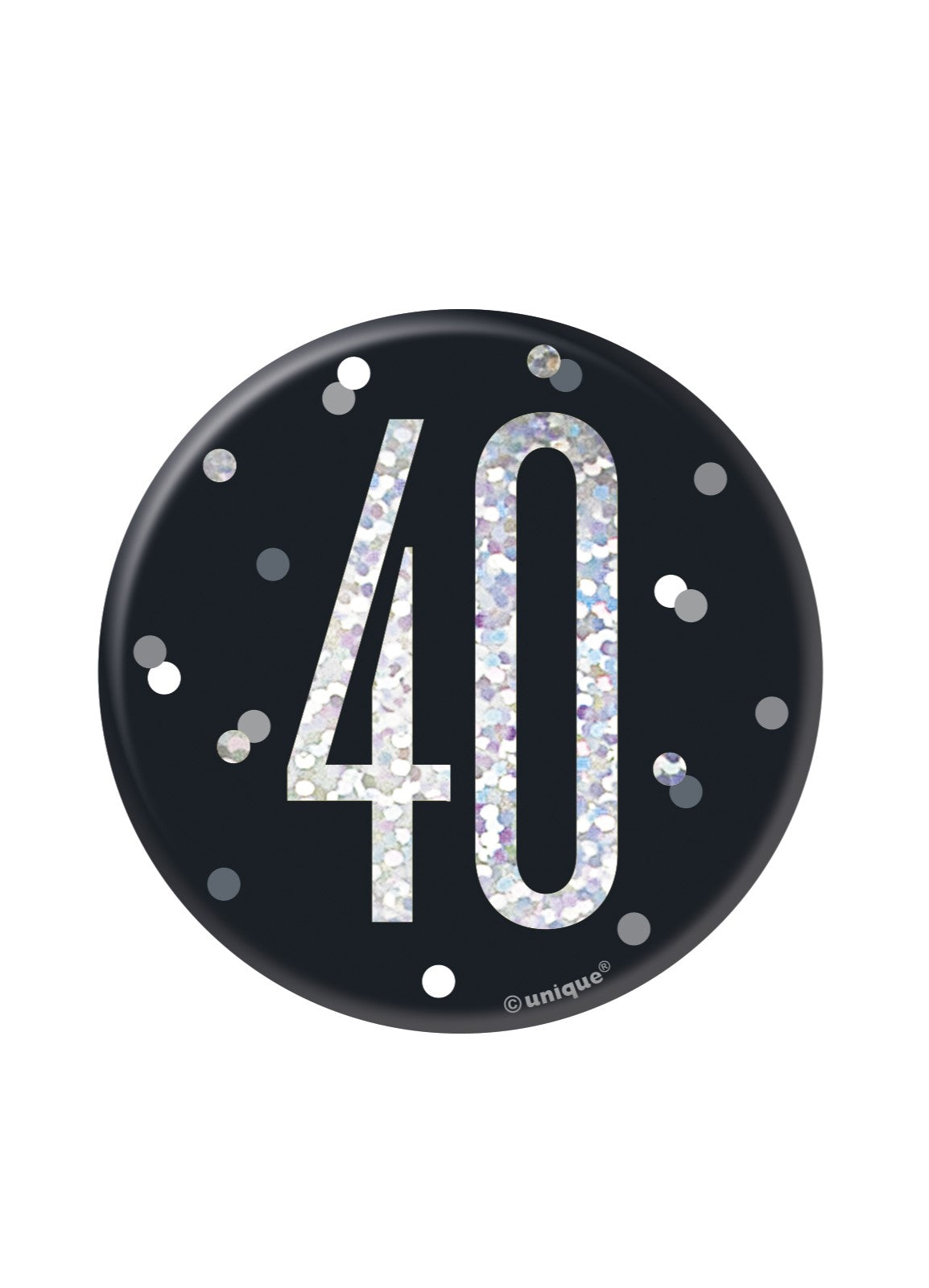 Black Glitz Age 40 Badge — Party Britain