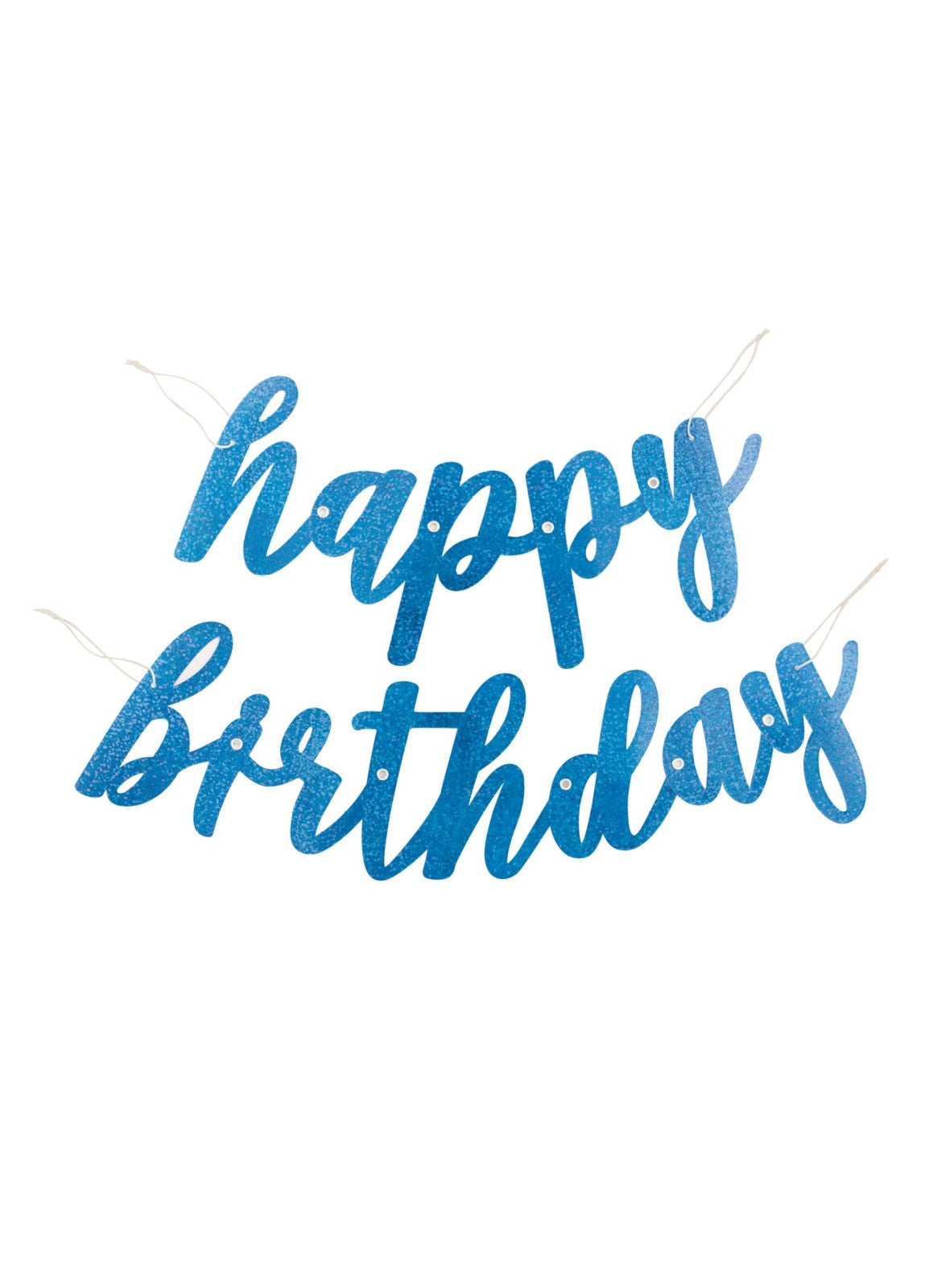 Blue Glitz Happy Birthday Script Banner — Party Britain