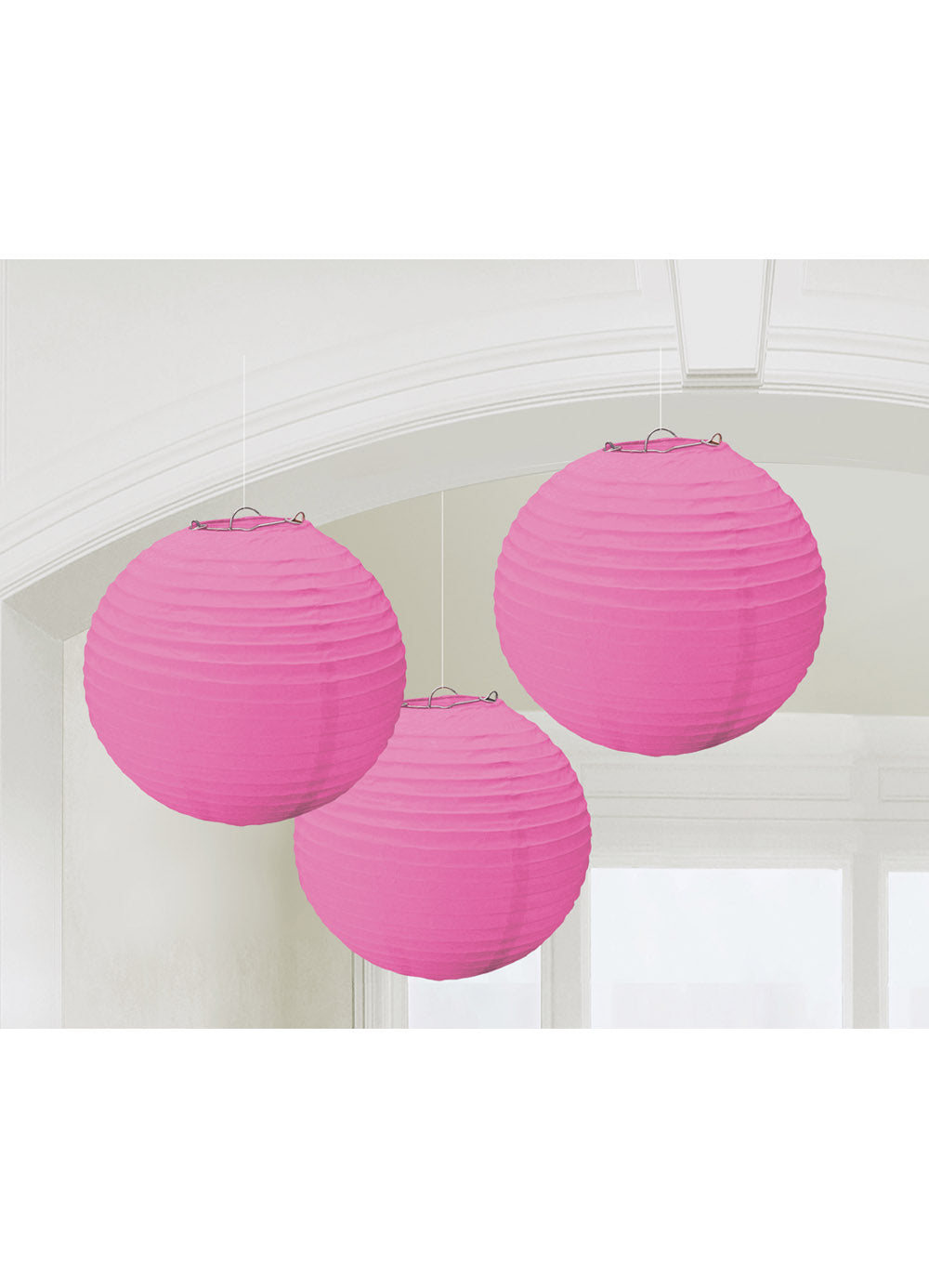Pink Round Paper Lanterns 3pk — Party Britain