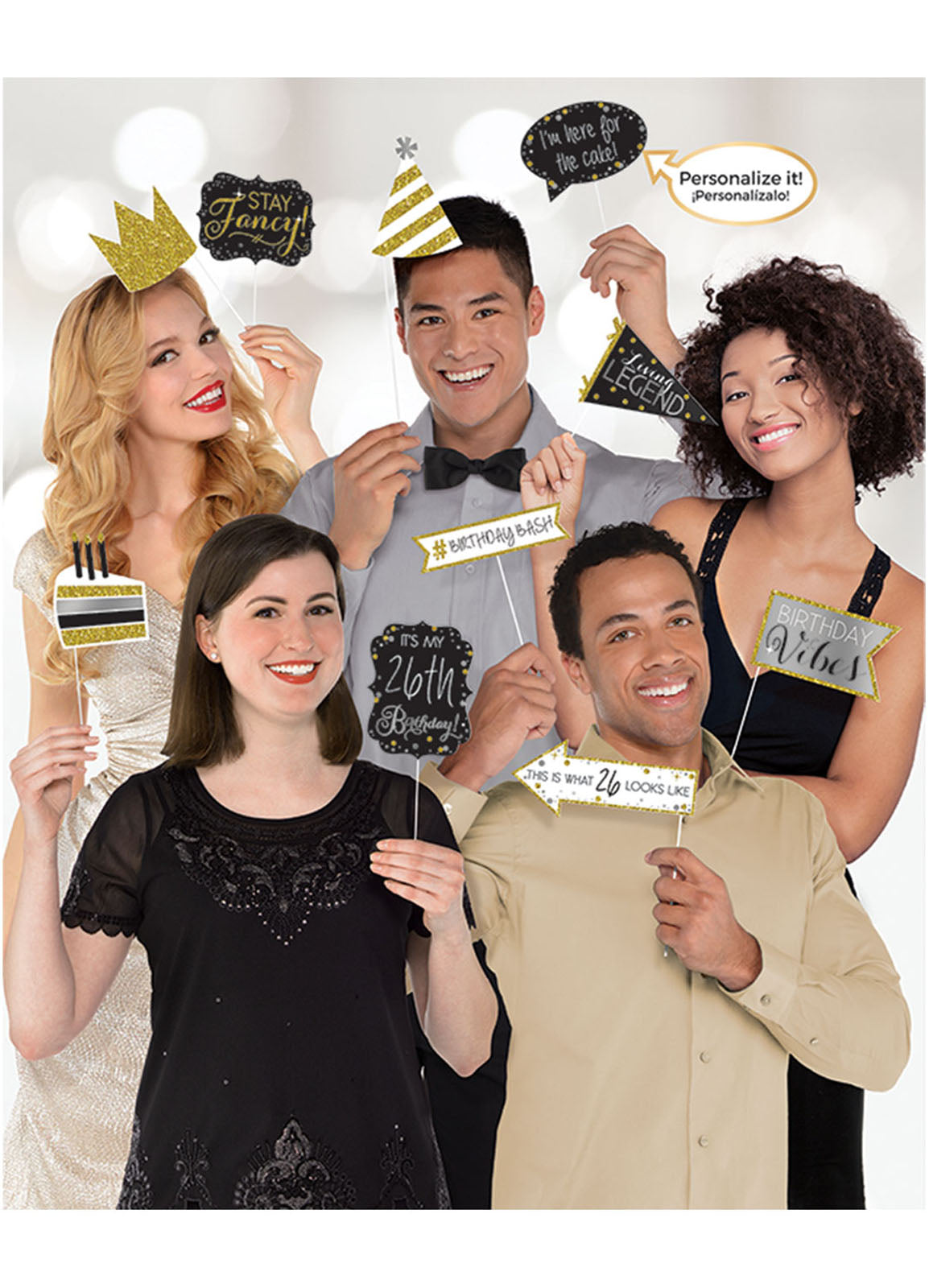 Gold Celebration Photo Prop Kit — Party Britain