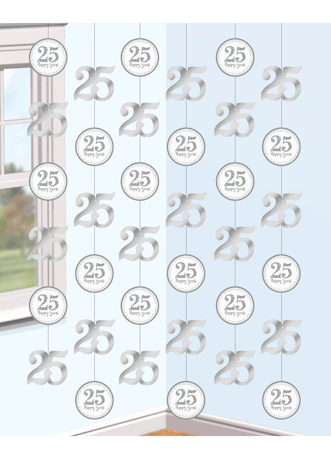 Silver Anniversary String Decorations — Party Britain