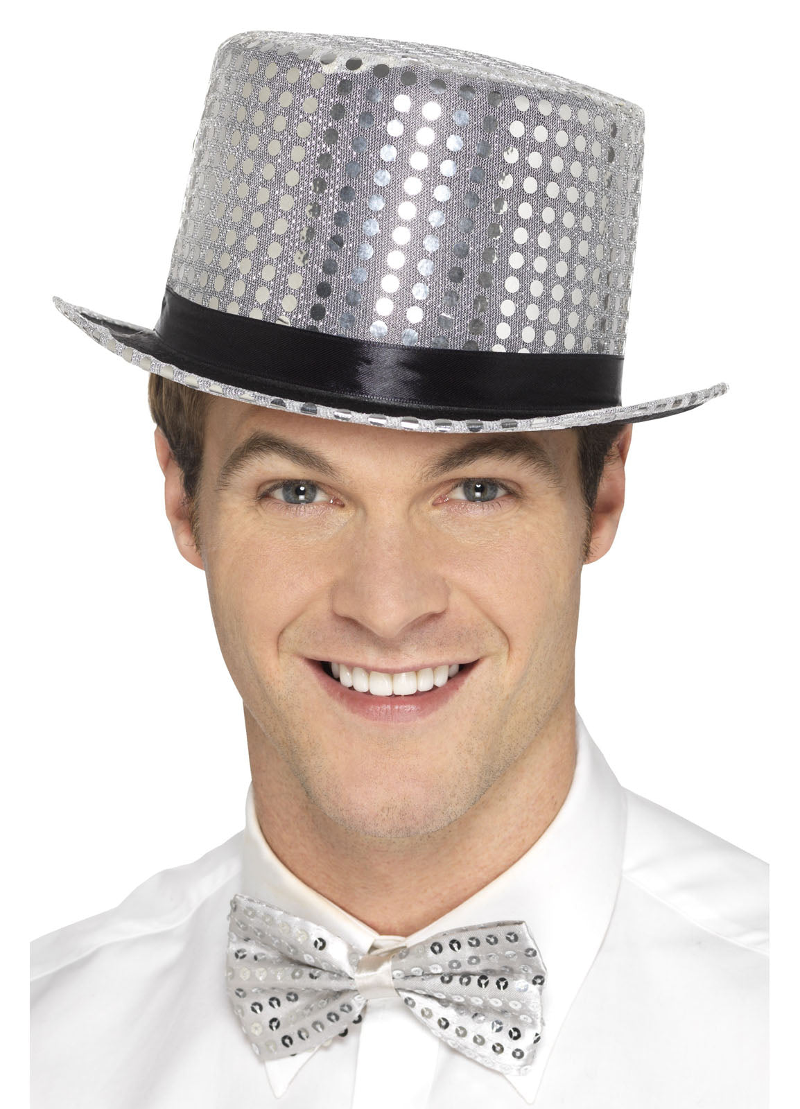 Silver Sequin Top Hat — Party Britain