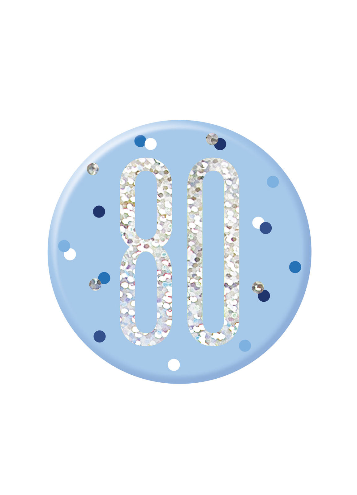 Blue Glitz Age 80 Badge — Party Britain