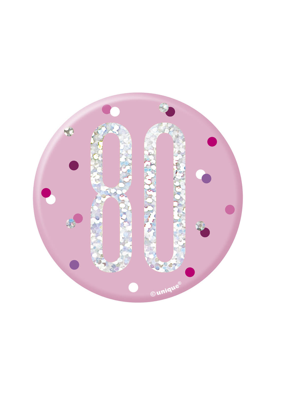 Pink Glitz Age 80 Badge — Party Britain