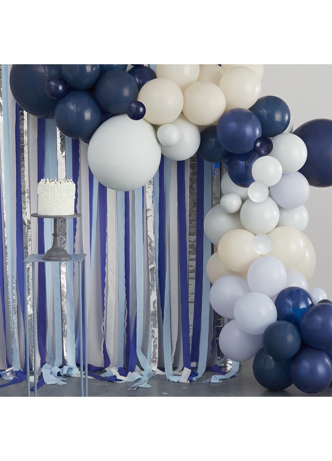 Blue Party Streamer & Balloon Backdrop — Party Britain
